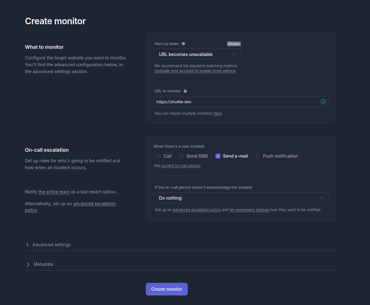 Setting up a Status Page with BetterStack | Shuttle