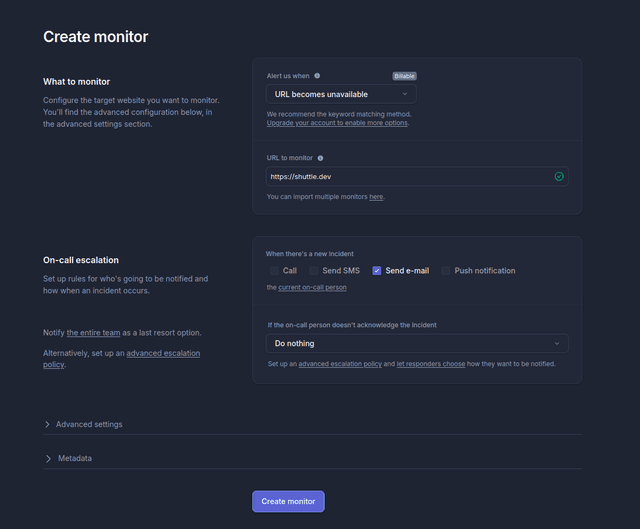 Setting up a Status Page with BetterStack | Shuttle
