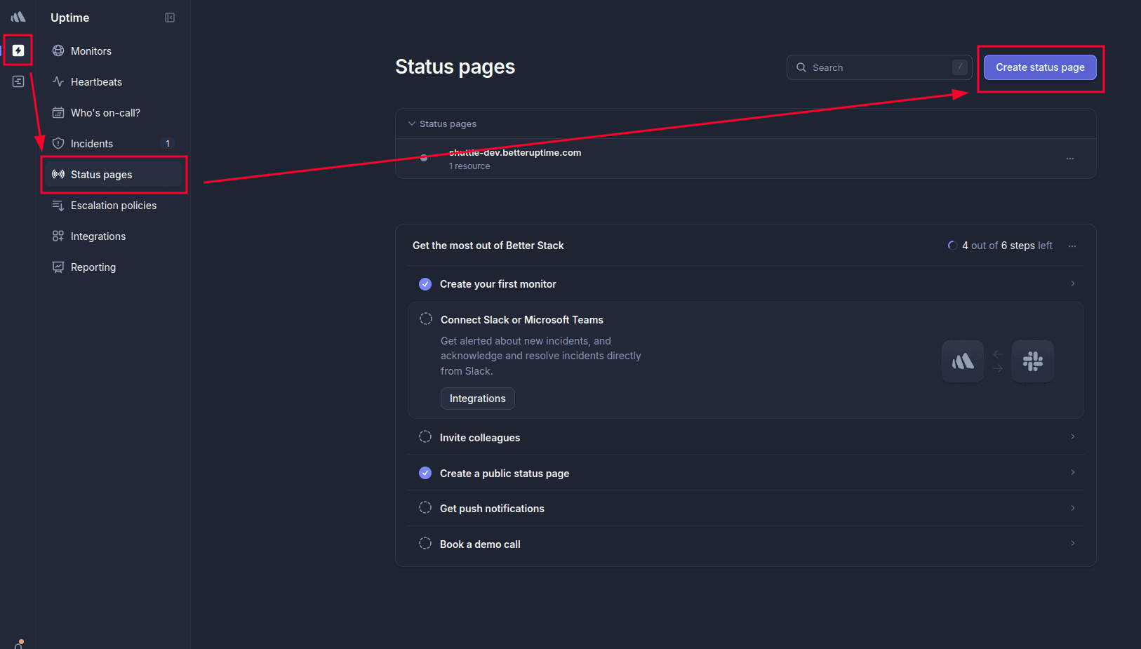 Setting up a Status Page with BetterStack | Shuttle
